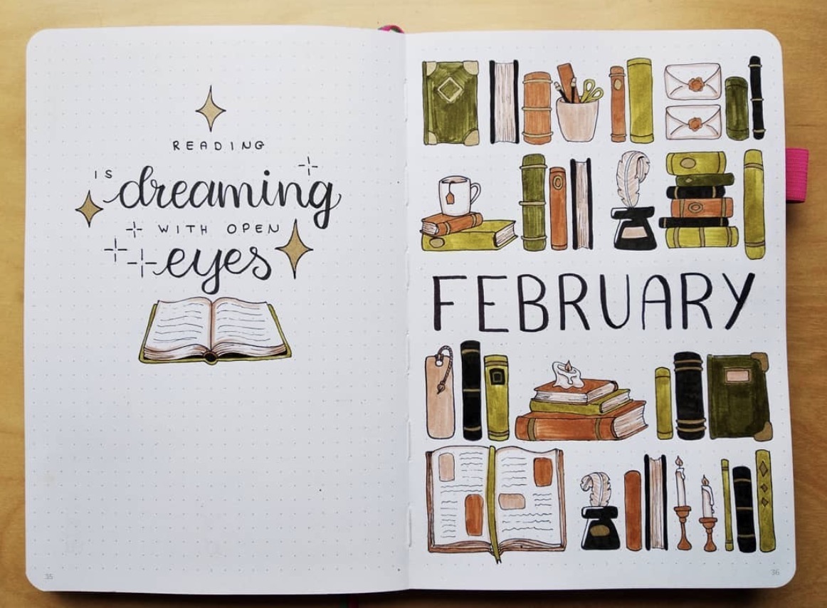 Easy How to Draw a Book Tutorials for Bujo Spreads