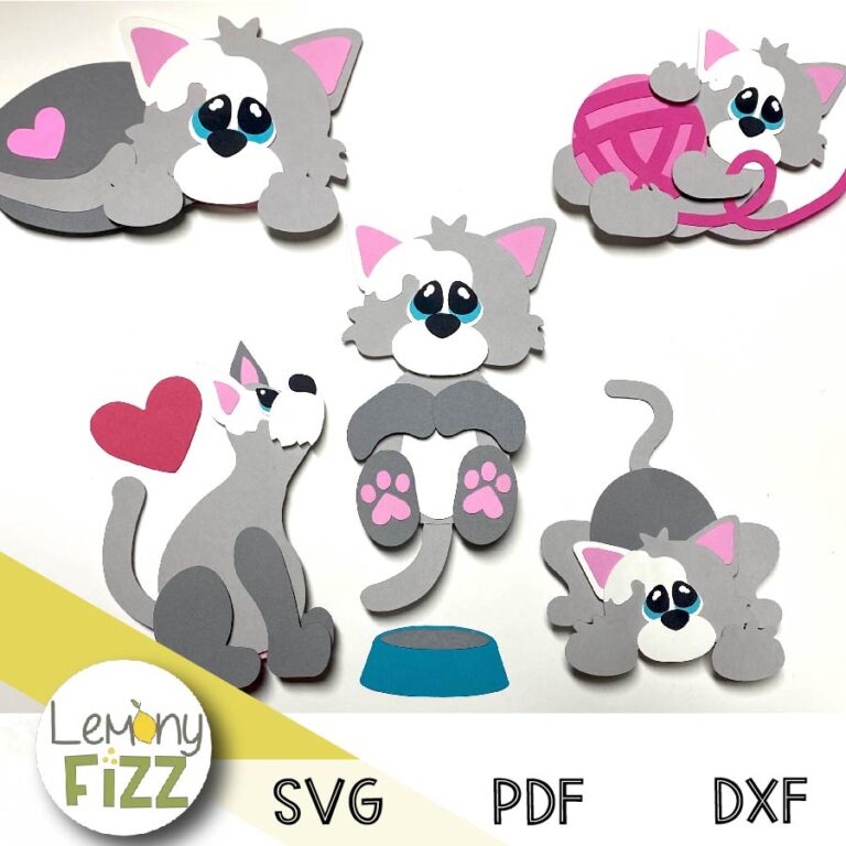 Cute Cats Set 1 Paper Piecing Craft SVG File - LemonyFizz