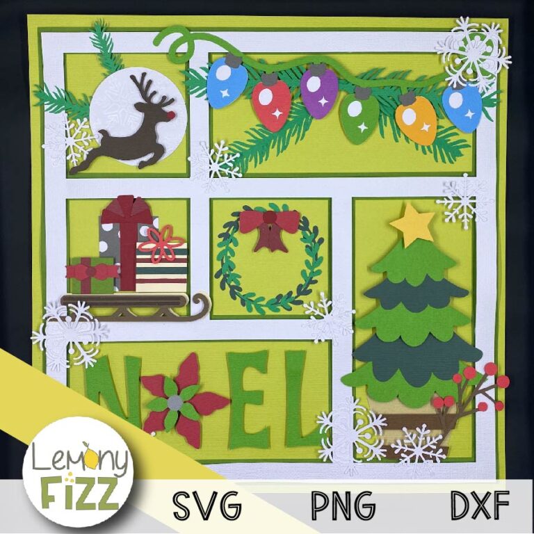 Christmas Sampler 12 x 12 Layered Paper Craft SVG File - LemonyFizz