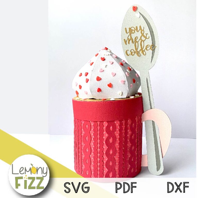 Hot Cocoa or Coffee Paper Box Craft SVG File - LemonyFizz