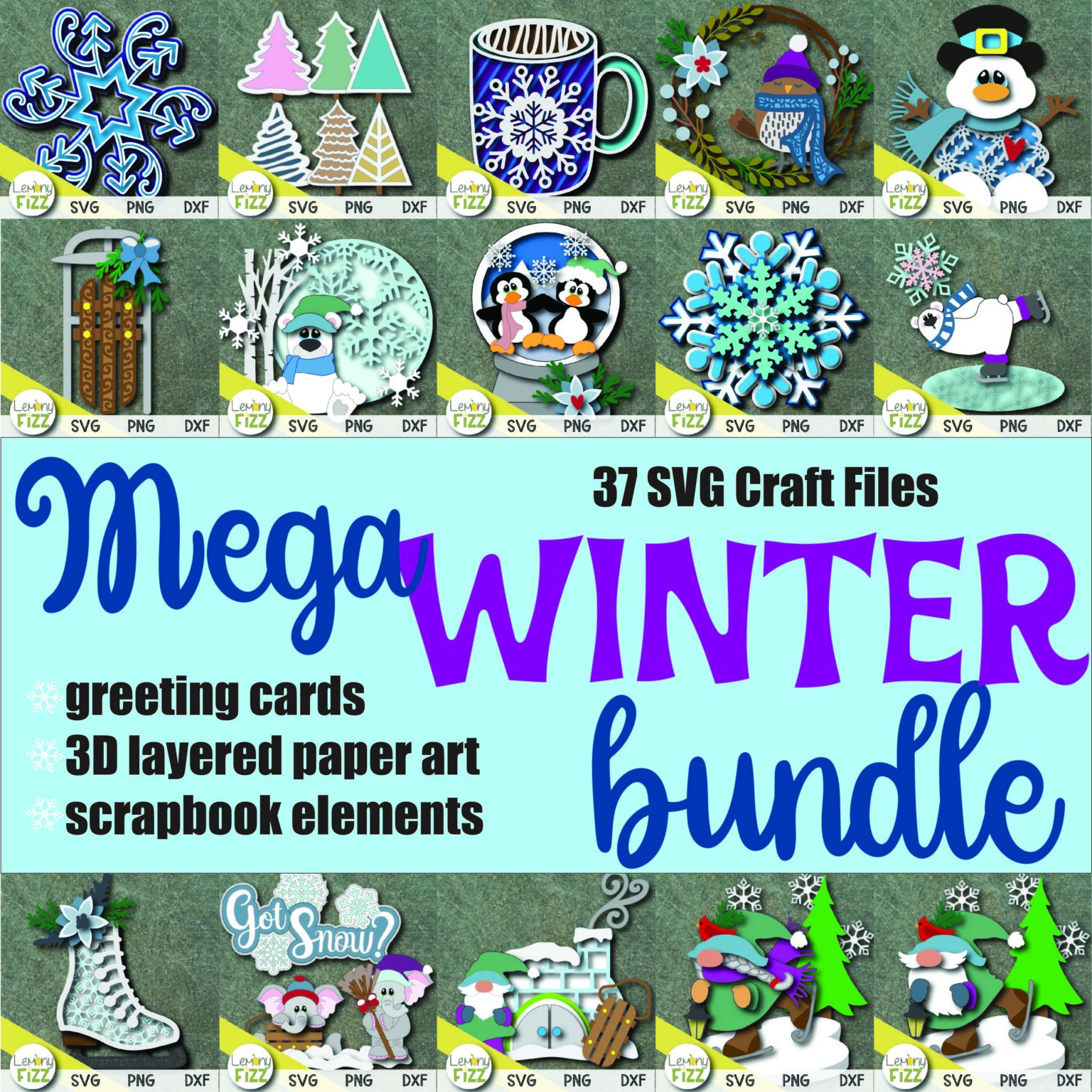 MEGA Winter Bundle 2022 - SVG Paper Craft Files - LemonyFizz