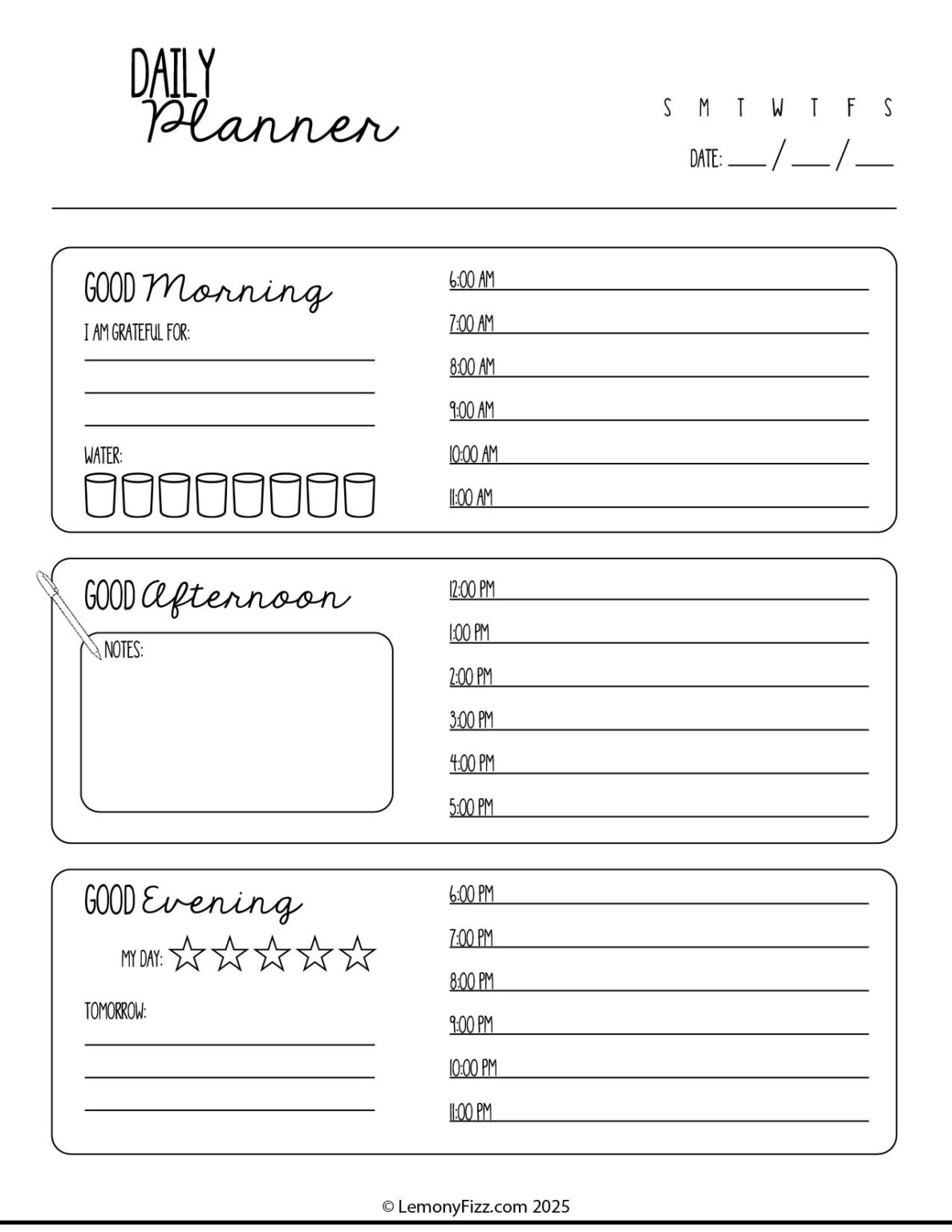 Free Daily Planner Template Pages to Print