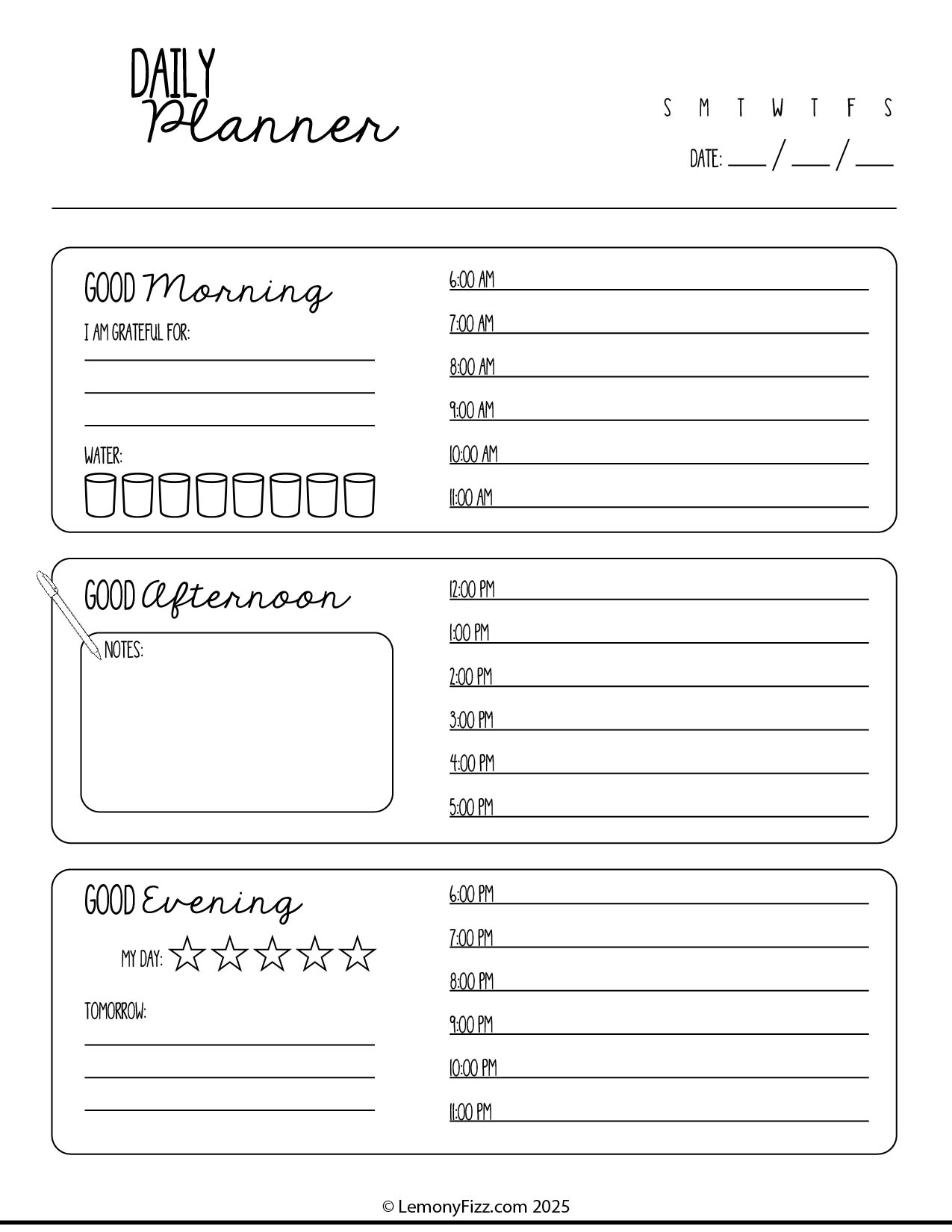 Free Daily Planner Template Pages to Print