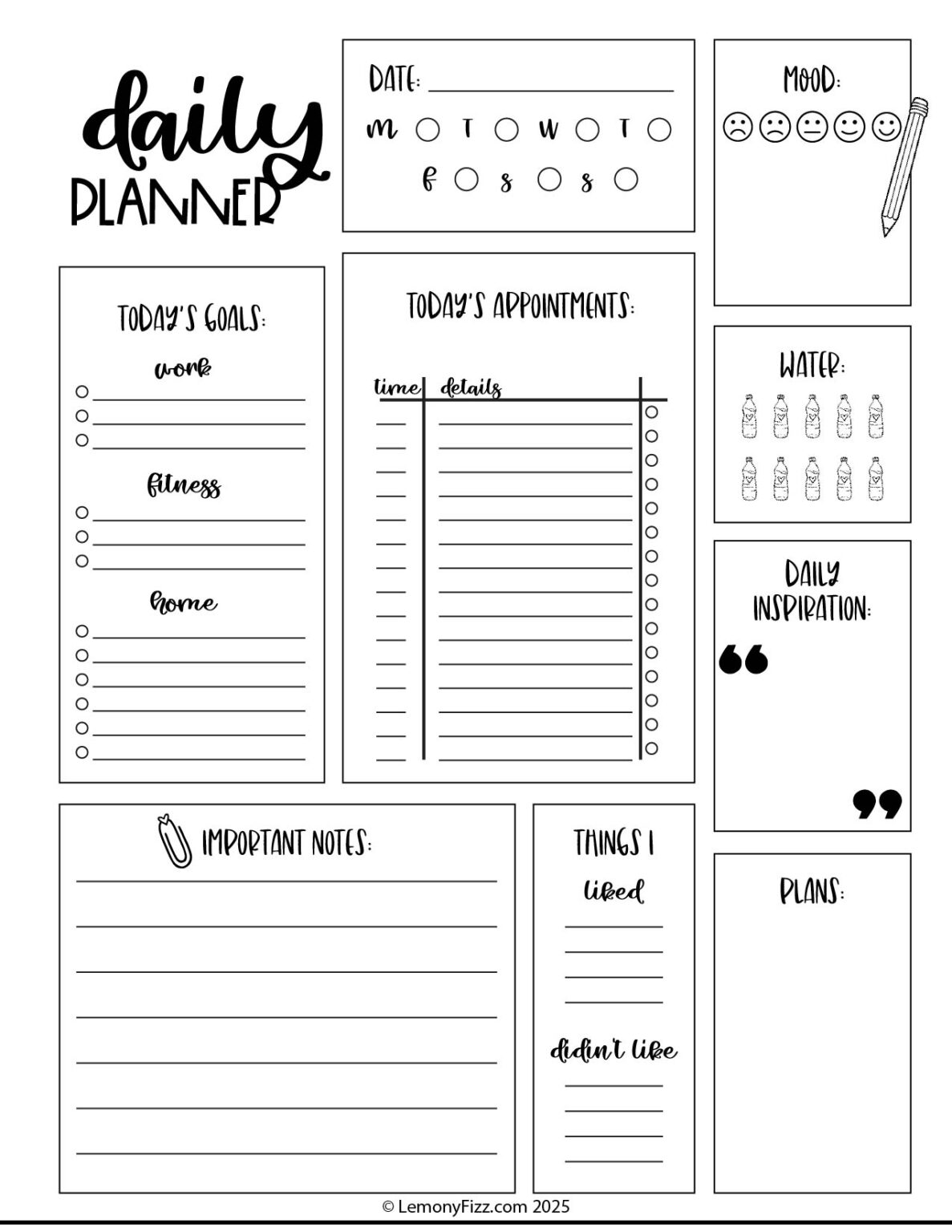 Free Daily Planner Template Pages to Print