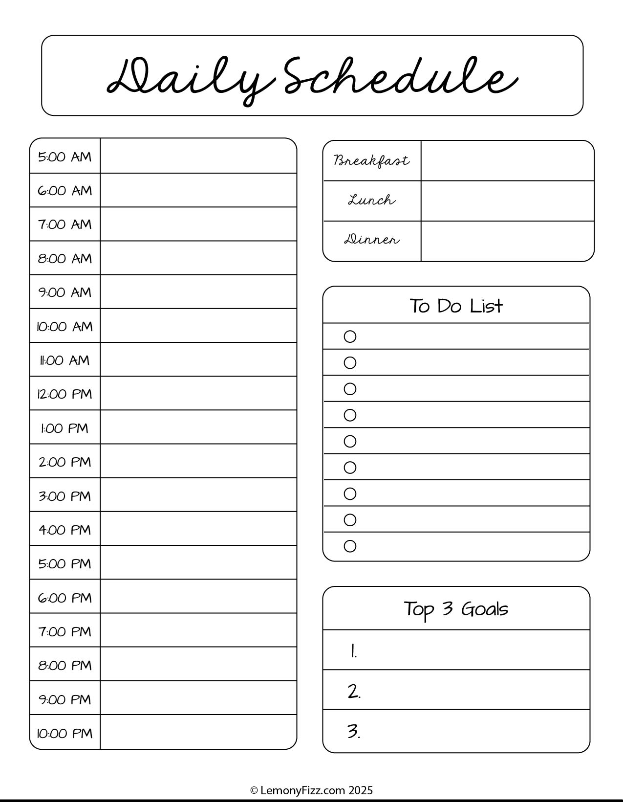 Free Daily Planner Template Pages to Print