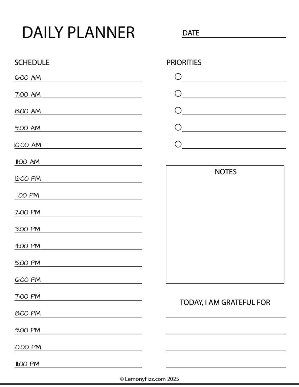 Free Daily Planner Template Pages to Print