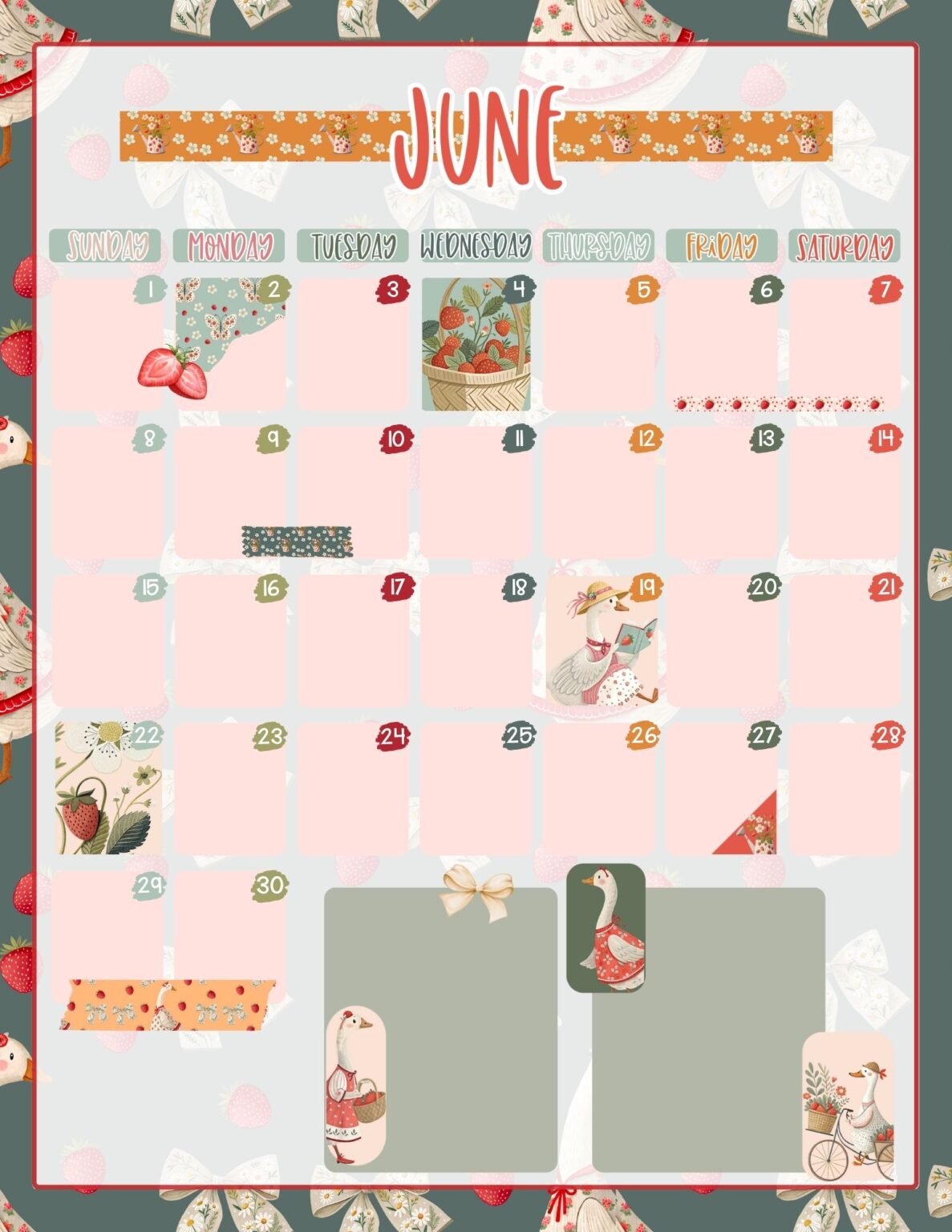 Free June Calendar Downloads – Dated & Undated, Monday or Sunday Start