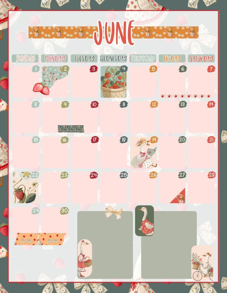 Free June Calendar Downloads – Dated & Undated, Monday or Sunday Start