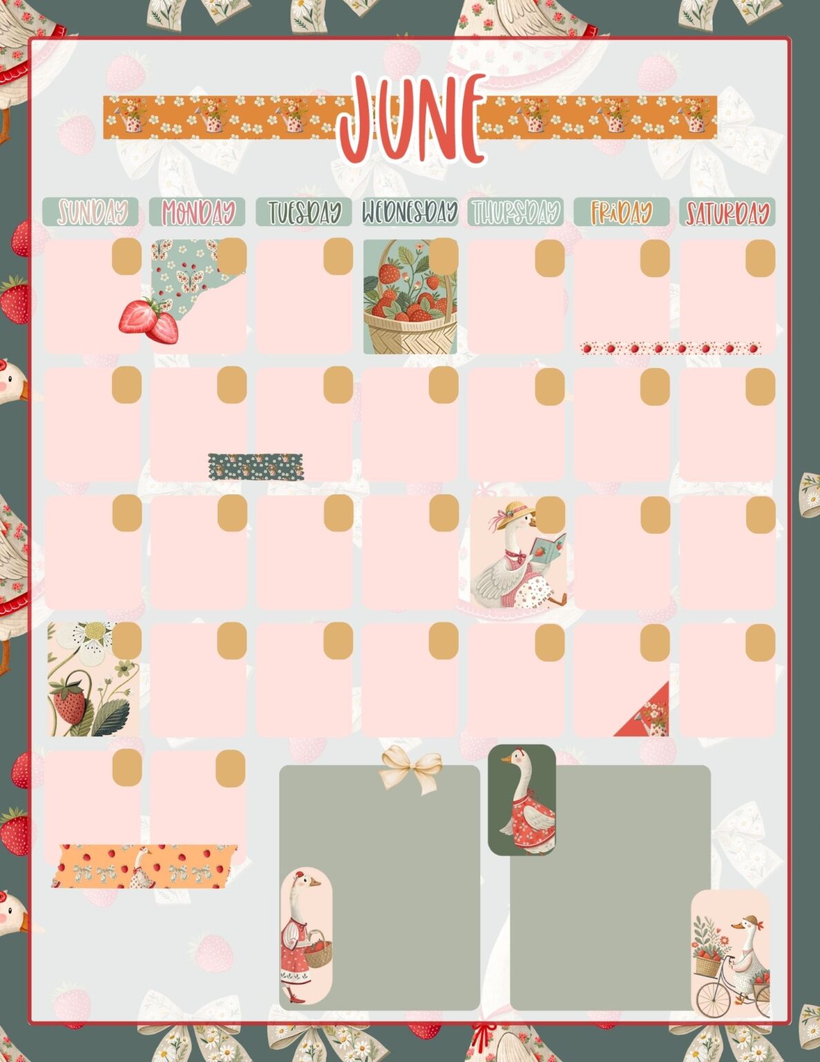 Free June Calendar Downloads – Dated & Undated, Monday or Sunday Start